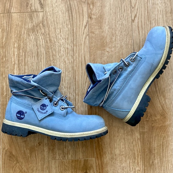 Timberland | Shoes | Timberland Rare Baby Blue Womens Leather Ankle ...